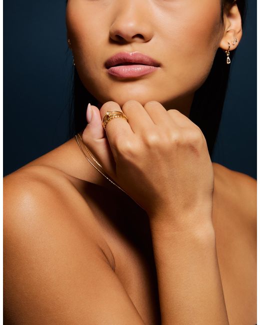 Accessorize 3-Pack 14Ct-Plated Diamanté Rings in Metallic | Lyst UK