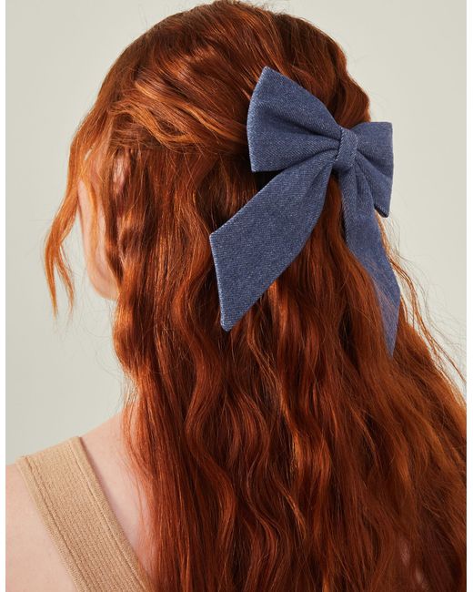 Accessorize Blue Denim Bow Hair Clip Lyst Uk