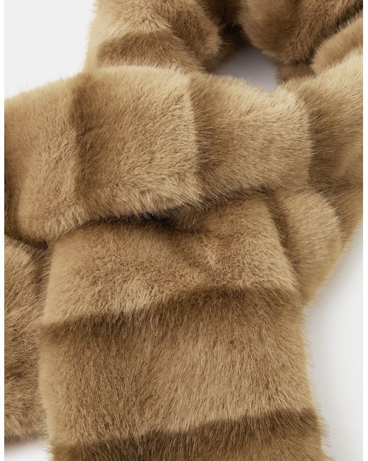 Accessorize Stripe Faux Fur Stole Scarf in Natural | Lyst UK