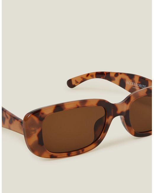 Accessorize Narrow Tortoiseshell Rectangle Sunglasses in Natural | Lyst UK