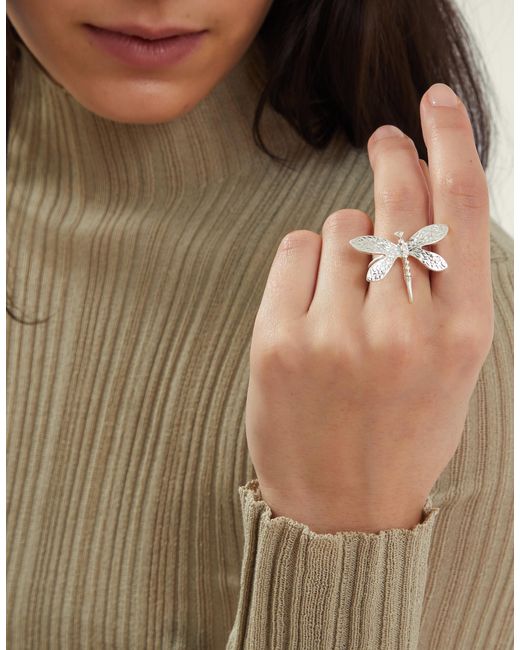 Accessorize Zinc And Iron Dragonfly Ring in Natural | Lyst UK