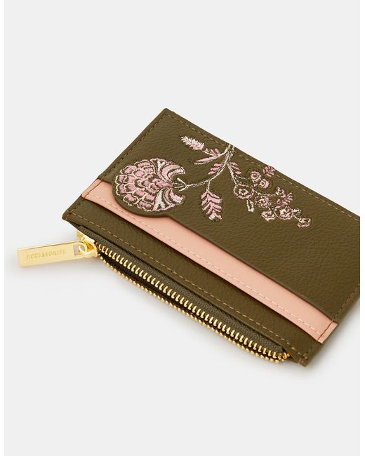 Accessorize Floral Embroidered Card Holder in Natural | Lyst UK