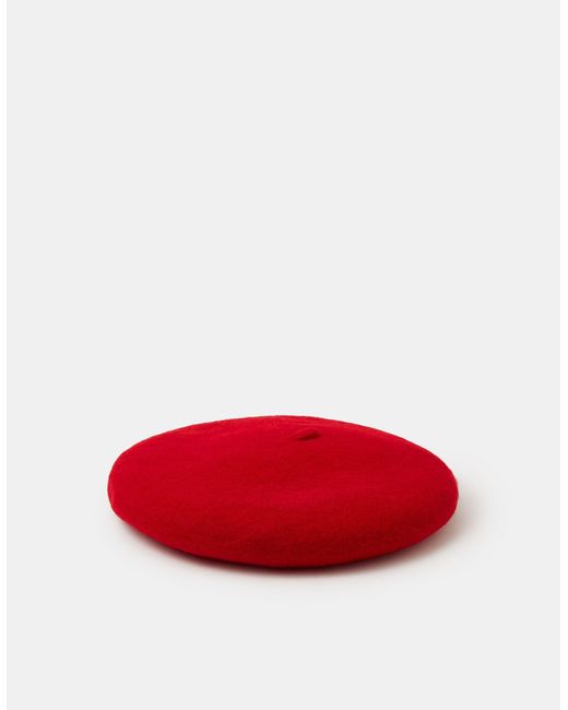 Accessorize Plain Wool Beret in Red | Lyst UK