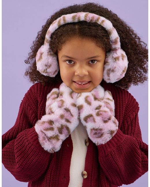 Accessorize Fluffy Print Mittens | Lyst UK