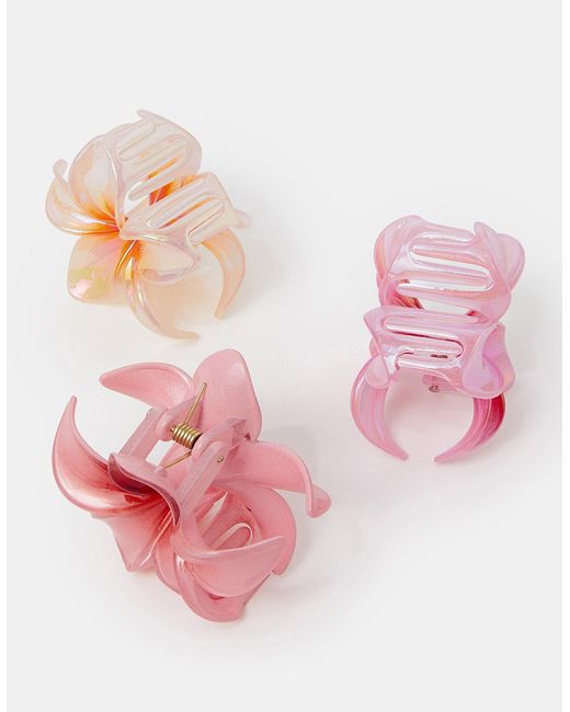 Accessorize 3-Pack Tropical Flower Claw Clips in Pink | Lyst UK