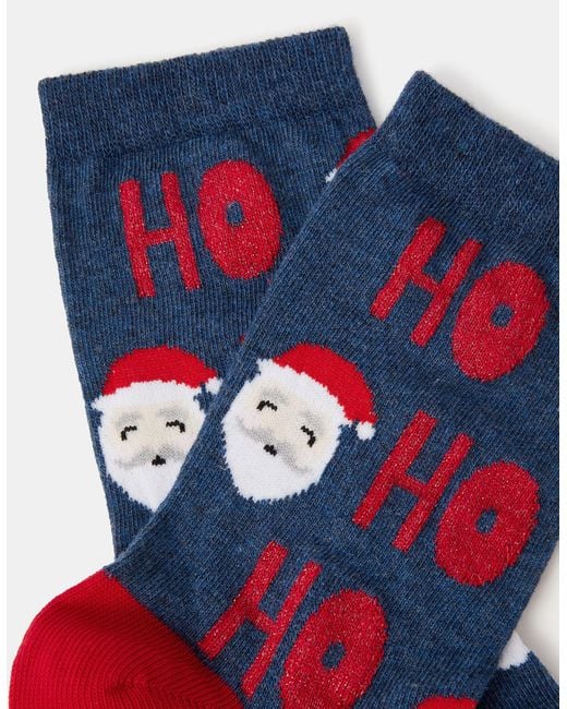 Accessorize Santa Socks in Blue | Lyst UK