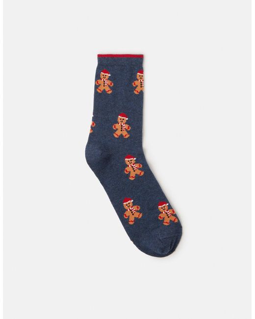 Accessorize Gingerbread Santa Print Socks in Blue | Lyst UK