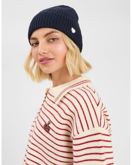 Accessorize Heart Ribbed Beanie Hat in Blue | Lyst UK