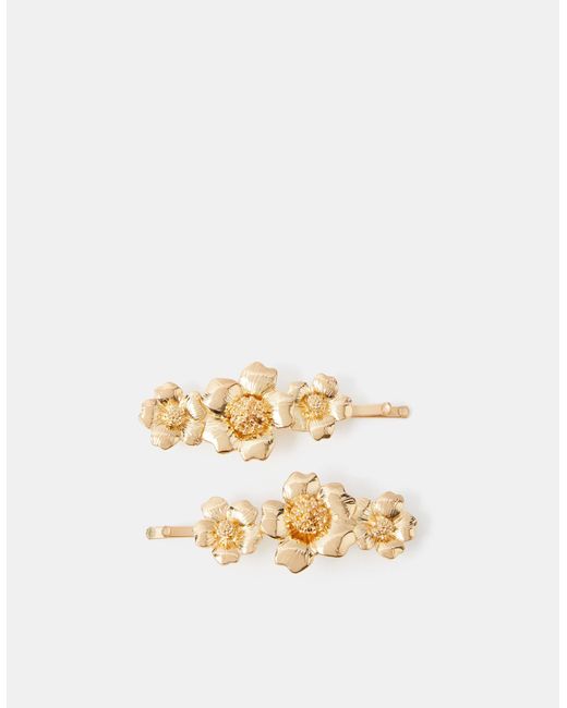 Accessorize 2-Pack Floral Metal Hair Slides in Metallic | Lyst UK