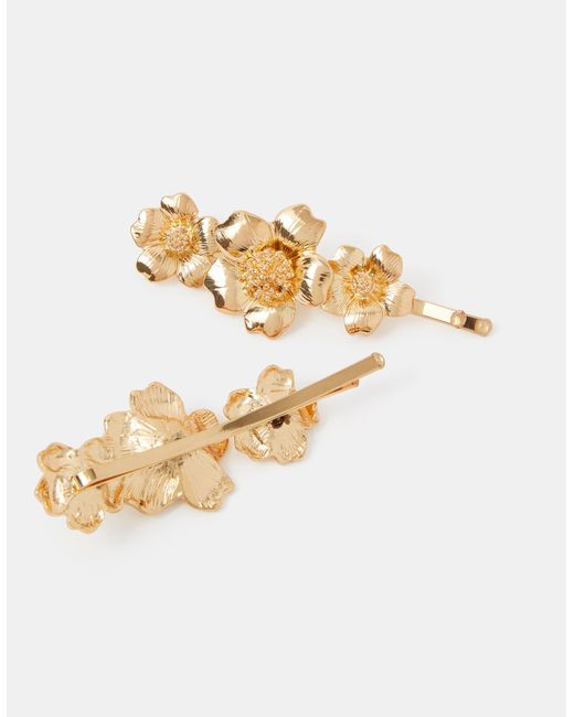 Accessorize 2-Pack Floral Metal Hair Slides in Metallic | Lyst UK