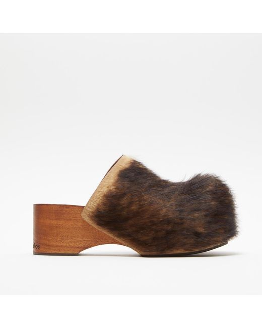 Acne Studios Hairy Wood Clogs in Brown | Lyst