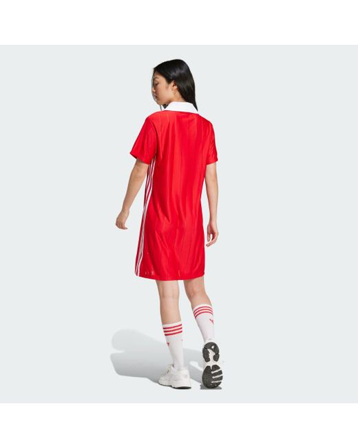 adidas Adicolor 3-Stripes Pinstripe Dress in Red | Lyst UK