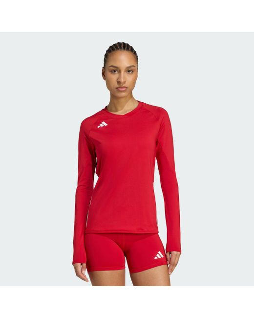 adidas Volleyball Hi Low Lowng Sleeve Jersey in Red | Lyst UK