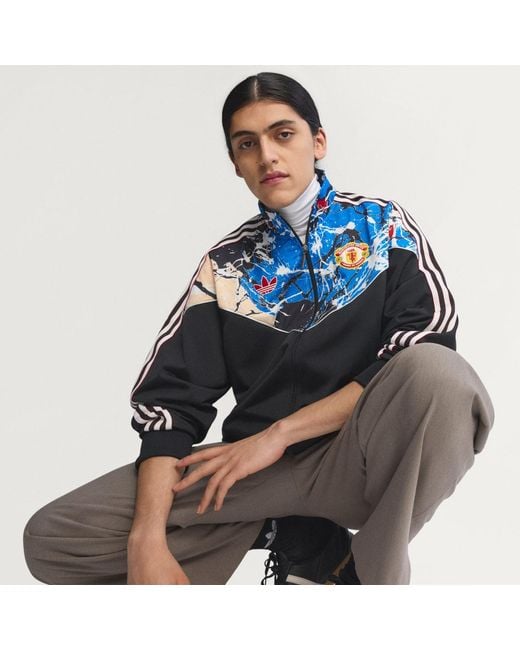 adidas Manchester United Stone Roses Track Top in Blue for Men | Lyst UK