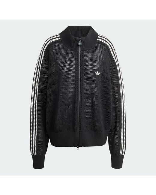 adidas Knitted Crochet Firebird Track Top in Blue | Lyst UK