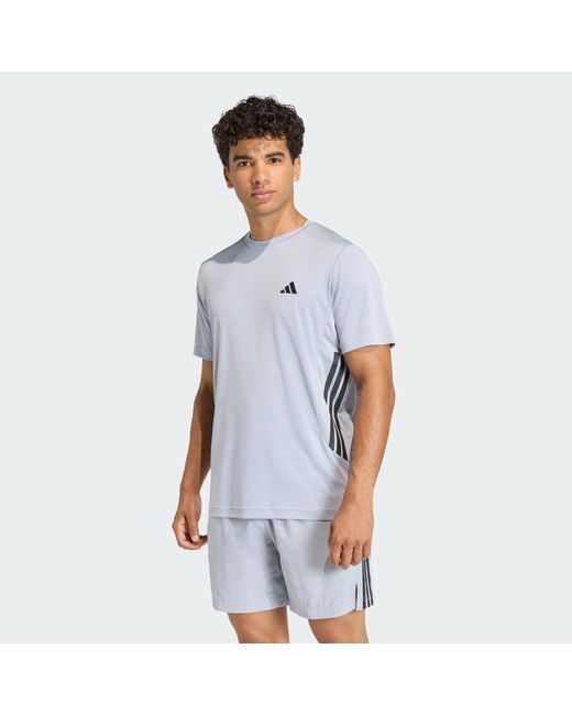 adidas Tech Essentials Workout 3 Stripes T-Shirt in Blue for Men | Lyst UK