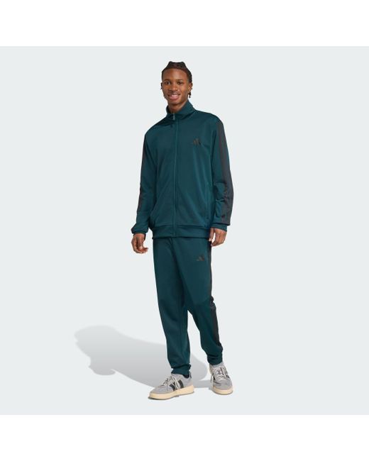 adidas Sportswear Basic 3-Stripes Tricot Track Suit in Green for Men ...