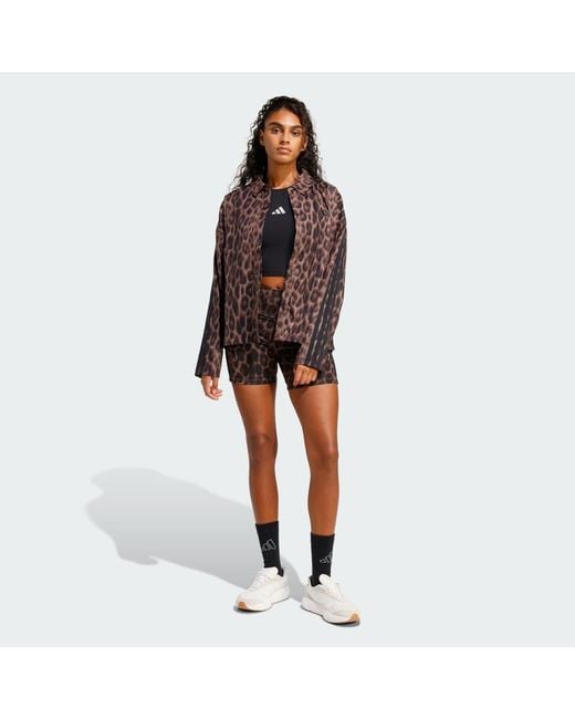 adidas Seasonal Essentials Leopard Print Woven Overshirt With 3-Stripes ...