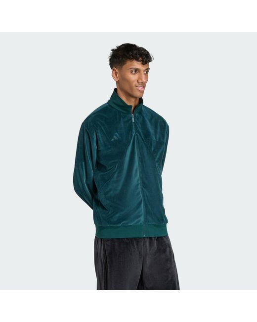 adidas Velour Track Top in Green for Men | Lyst UK