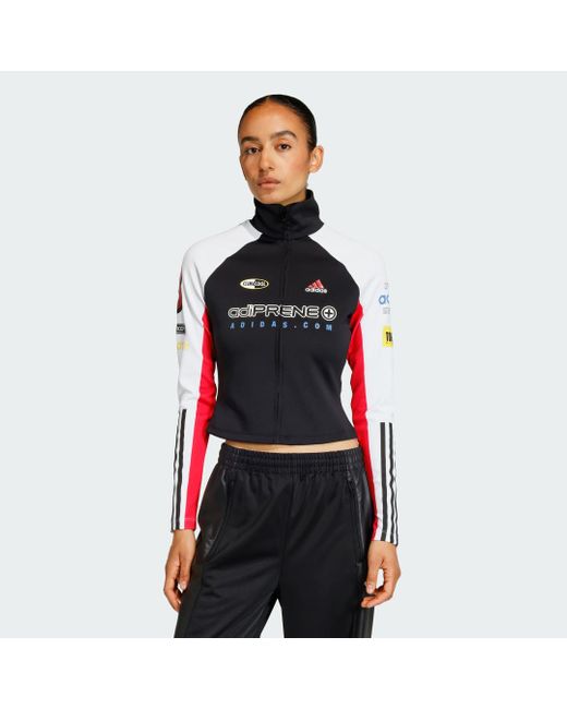 adidas Teamgeist Slim Full Zip Long-Sleeve Top in Red | Lyst UK