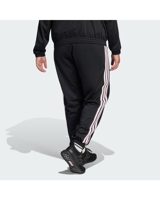 adidas Tricot 3-Stripes Track Tracksuit Bottoms (Plus Size) in Black ...