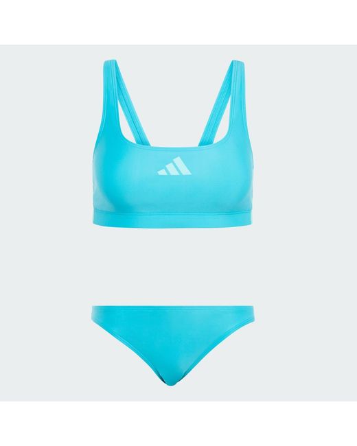 adidas 3-Stripes V-Back Bikini in Blue | Lyst UK