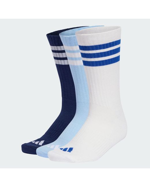 adidas 3-Stripes Cushioned Sportswear Crew Socks 3 Pair Pack in Blue ...