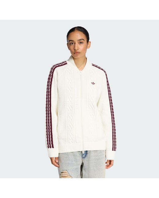 adidas Originals Archive Cutline Knit Track Top in White | Lyst UK