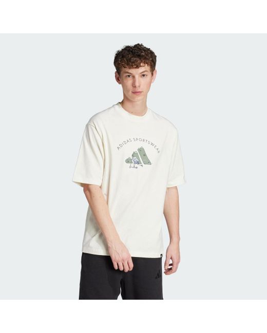 adidas Codes Doodle Scooter Graphic Tee in Natural for Men | Lyst UK