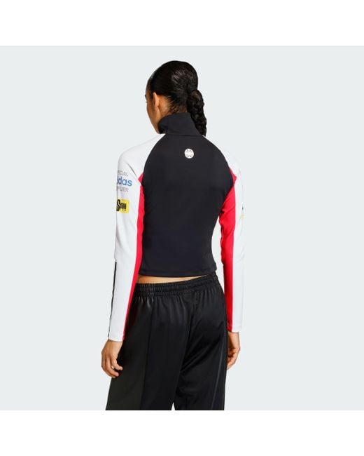 adidas Teamgeist Slim Full Zip Long-Sleeve Top in Red | Lyst UK