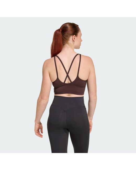 adidas 3 Stripes Studio All Me Light Support Bra in Red | Lyst UK