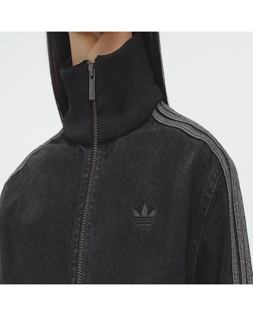 adidas Originals Adicolor Denim Track Top in Black | Lyst UK