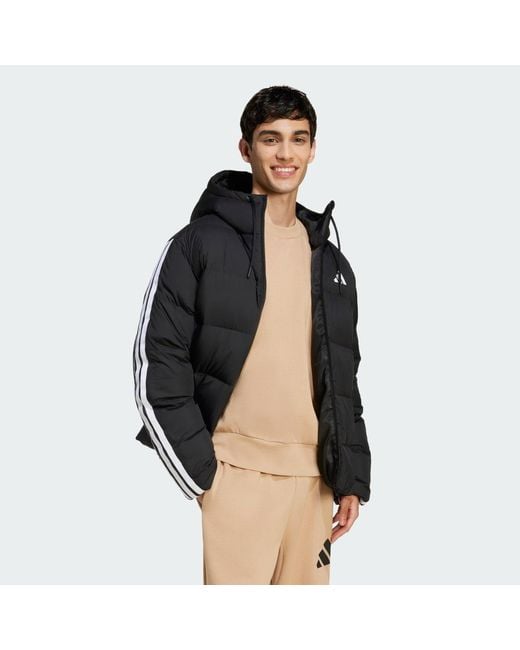 adidas Essentials Climawarm 3-Stripes Puffer Down Hooded Jacket in ...