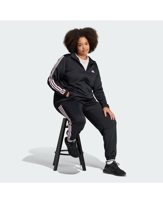 adidas Tricot 3-Stripes Track Tracksuit Bottoms (Plus Size) in Black ...