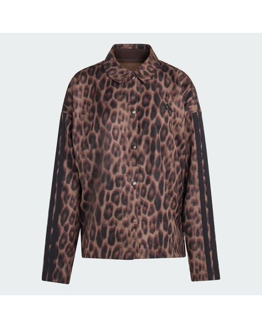 adidas Seasonal Essentials Leopard Print Woven Overshirt With 3-Stripes ...
