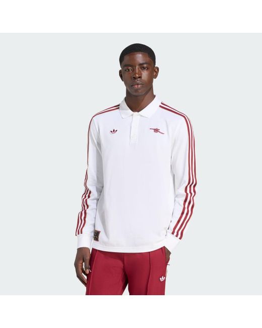 adidas Arsenal Terrace Icons Long Sleeve Polo Shirt in Red for Men ...