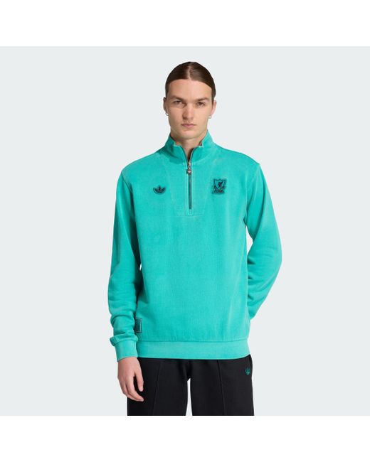 adidas Liverpool Fc Terrace Icons Half-Zip Top in Blue for Men | Lyst UK