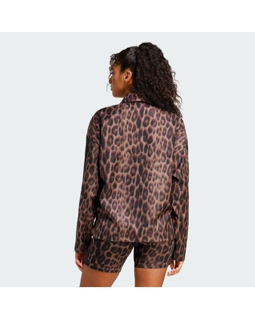 adidas Seasonal Essentials Leopard Print Woven Overshirt With 3-Stripes ...