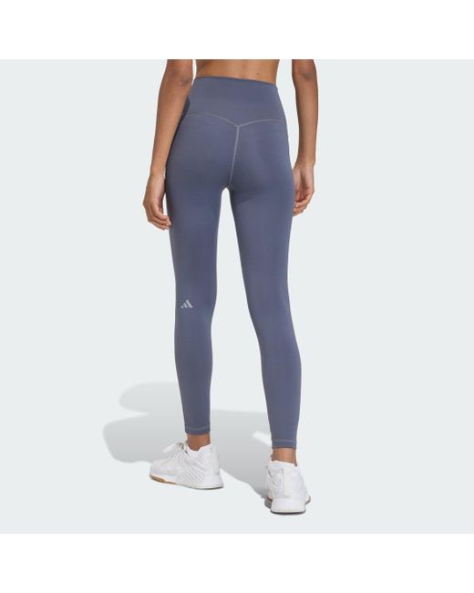 adidas 3 Stripes Studio All Me 7/8 X-Over Leggings in Blue | Lyst UK