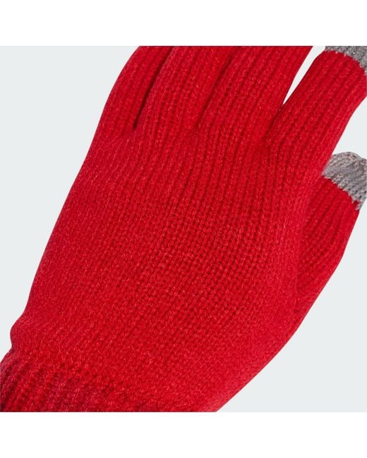 adidas Logo Knit Gloves in Red | Lyst UK
