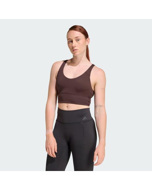 adidas 3 Stripes Studio All Me Light Support Bra in Red | Lyst UK