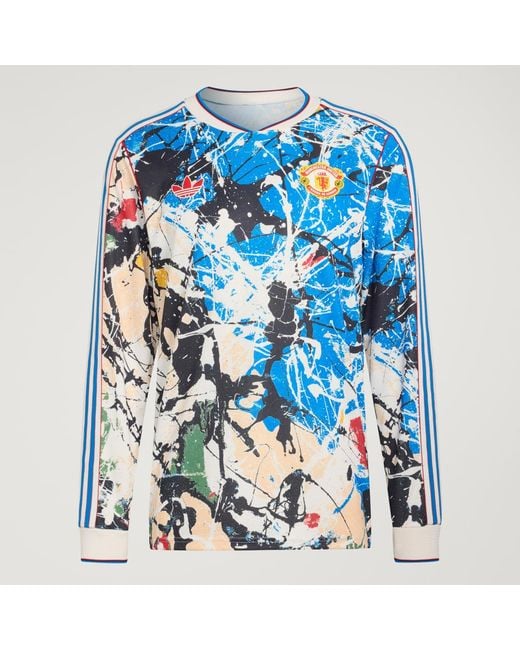 adidas Manchester United Stone Roses Long Sleeve Jersey in Blue for Men ...