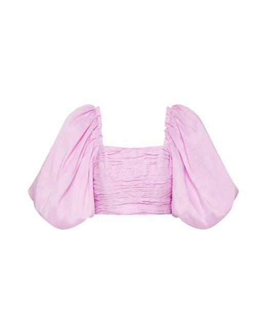 Aje Myriad Puff Sleeve Cropped Top In Pink Lyst