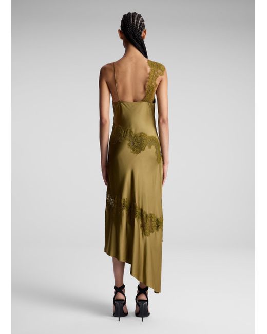 A.L.C. Stella Satin And Lace Midi Dress in Green | Lyst