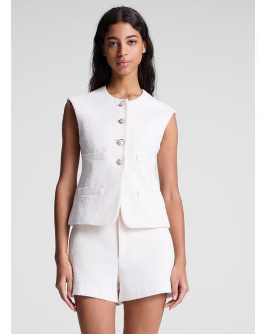 A.L.C. Georgie Pearl Embellished Boucle Vest in White | Lyst