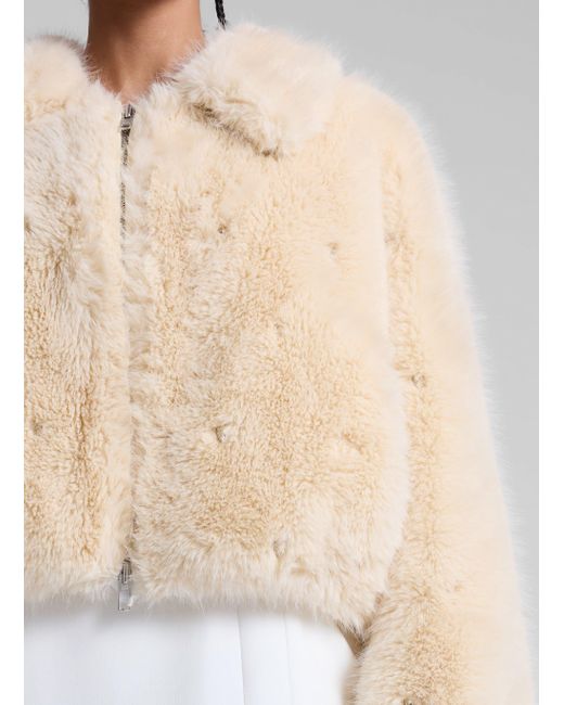 A.L.C. Esme Embellished Faux Fur Jacket in White | Lyst