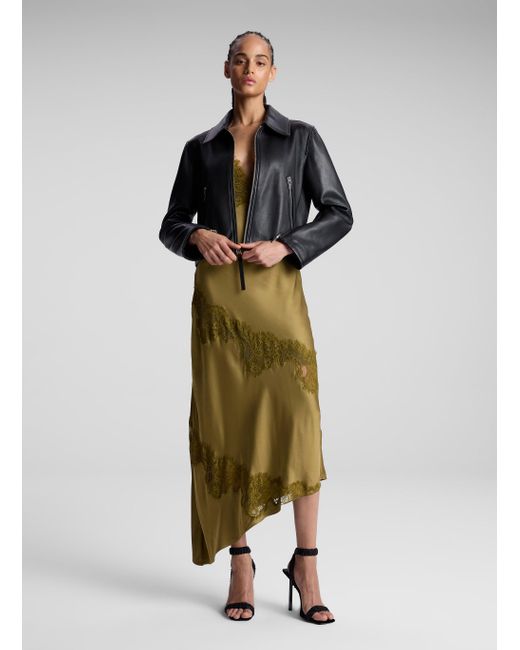 A.L.C. Stella Satin And Lace Midi Dress in Green | Lyst