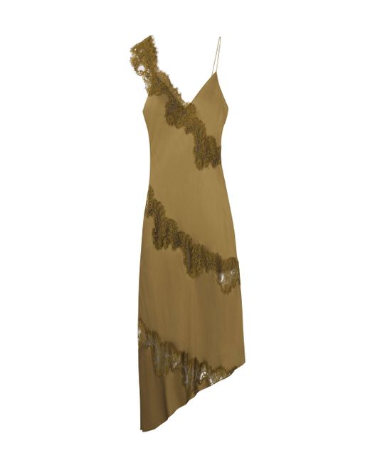 A.L.C. Stella Satin And Lace Midi Dress in Green | Lyst