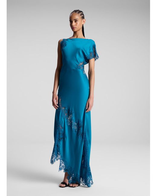 A.L.C. Alessia Satin And Lace Maxi Dress in Blue | Lyst