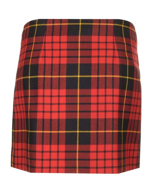 Alexander McQueen Tartan Mini Skirt in Red | Lyst